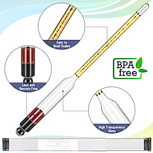 4Pcs Alcohol Hydrometer, Alcohol Meter for Distilling Alcohol 0-200 Proof & 0-100 Tralle, Alcohol Proof Tester for Beer Wine Cider Mead Making