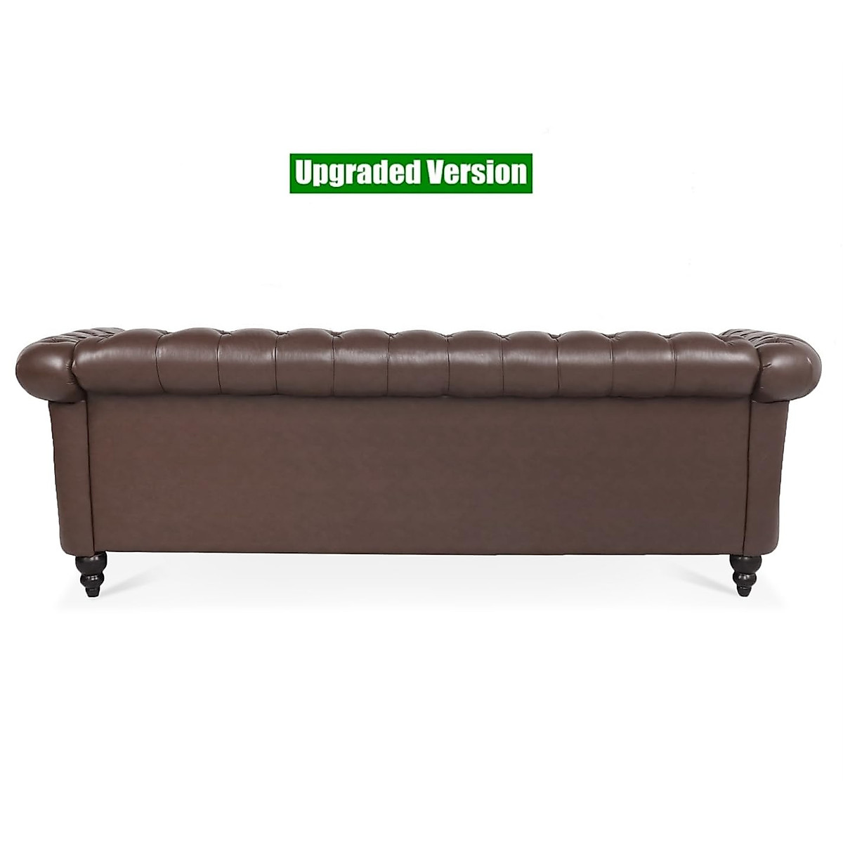 VENYAA Higher Quality and Stronger 84.65" PU 3 Seater Sofa Couch with Enhanced Legs and Rolled Arm for Living Room Office, Thickened Reinforced 3 Seater Leather Couch (Easier To Assemble) (Dark Brown)
