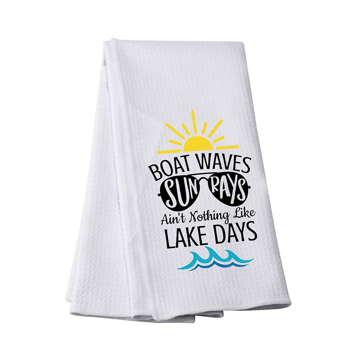 PWHAOO Lake Kitchen Towel Boat Waves Sun Rays Kitchen Towel Lake Life Tea Towel Lake Days Gift (Boat Waves Sun T)