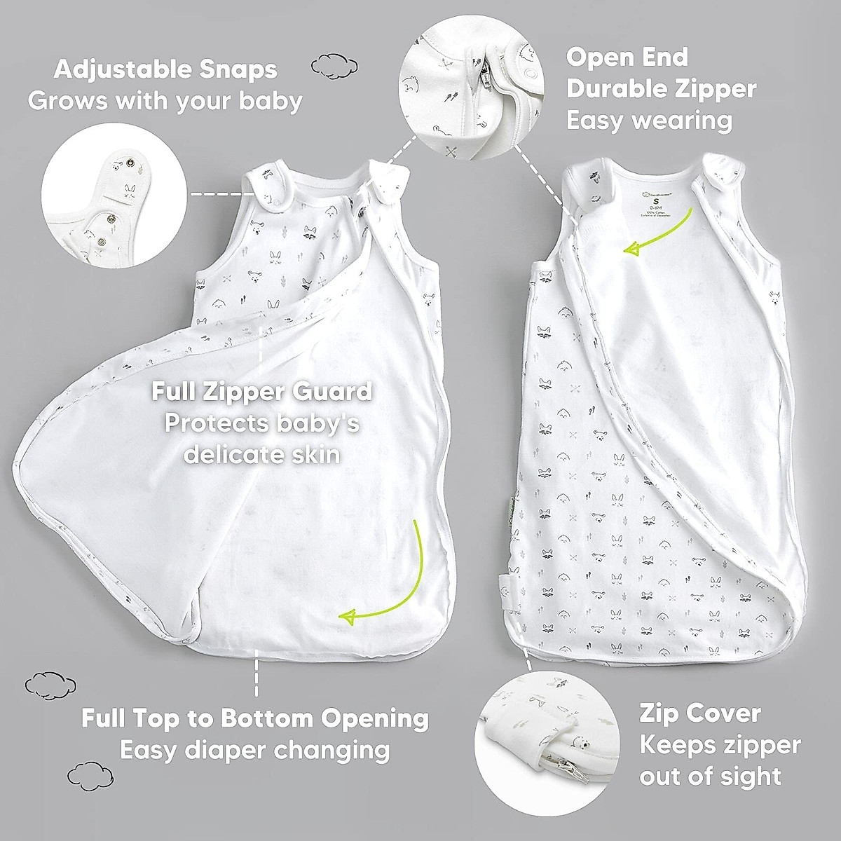 Organic Baby Sleep Sack Wearable Blanket - Baby Sleeping Bag 0-24 Months, Baby Swaddle Blankets for Baby Boy, Girl, Newborn, Infant, Baby Sleeper Swaddles, Baby Sleep Bag (KeaStory, Small 0-3M)