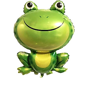 4PCS Frog Balloons Decorations Large Green Frog Mylar Foil Balloons for Animal Frog Reptile Themed Birthday Baby Shower Party Decoration Supplies