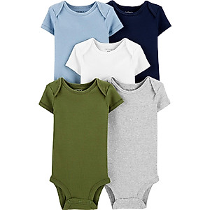 Carter's Baby Boys' 5-Pack Original Bodysuits, Sleeveless (6 Months, Solid Multi)