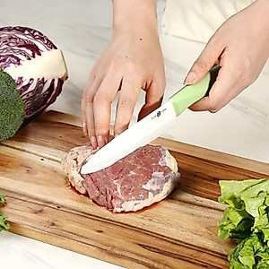 YUSOTAN Ceramic Chef Knife, 6-Inch Ceramic Kitchen Knife Chef's Knife with Sheath Cover, Sharp Shatterproof Ceramic Blade Edge, Ideal for Cutting Meats, Fruits and Vegetables Dishwasher safe(Green)