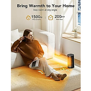 GoveeLife Smart Space Heater, Electric Space Heater with Thermostat, Wi-Fi & Bluetooth App Control, Works with Alexa & Google Assistant, 1500W Ceramic Heater for Bedroom, Indoors, Office, Living Room