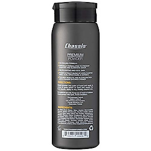 Chassis Ice Premium Natural Body Powder for Men, Anti-Chafing Powder with Odor-Absorbing Formula, Cooling Powder Free of Talc, Aluminum, Menthol, and Parabens, Original Fresh Scent