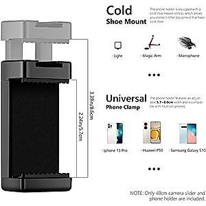 NEEWER 16"/40cm Carbon Fiber Camera Slider, Lightweight Rail Dolly Track Slider with 4 Bearings, Phone Clip, Compatible with Mirrorless Camera iPhone 13 13 Pro 13 Pro Max, Max Load 2.2lb/1kg, VS-CF50