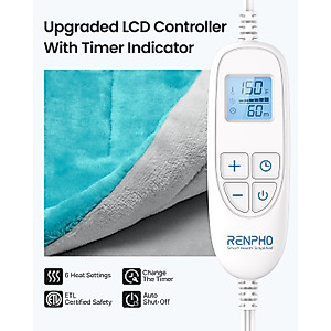 RENPHO Extra Large Heating Pad for Back Pain Relief, FSA HSA Eligible, Retirement Christmas Gifts for Mom Dad Her Him, Weighted Electric Heat Pads for Neck and Shoulders, ETL Certified, Gray Green