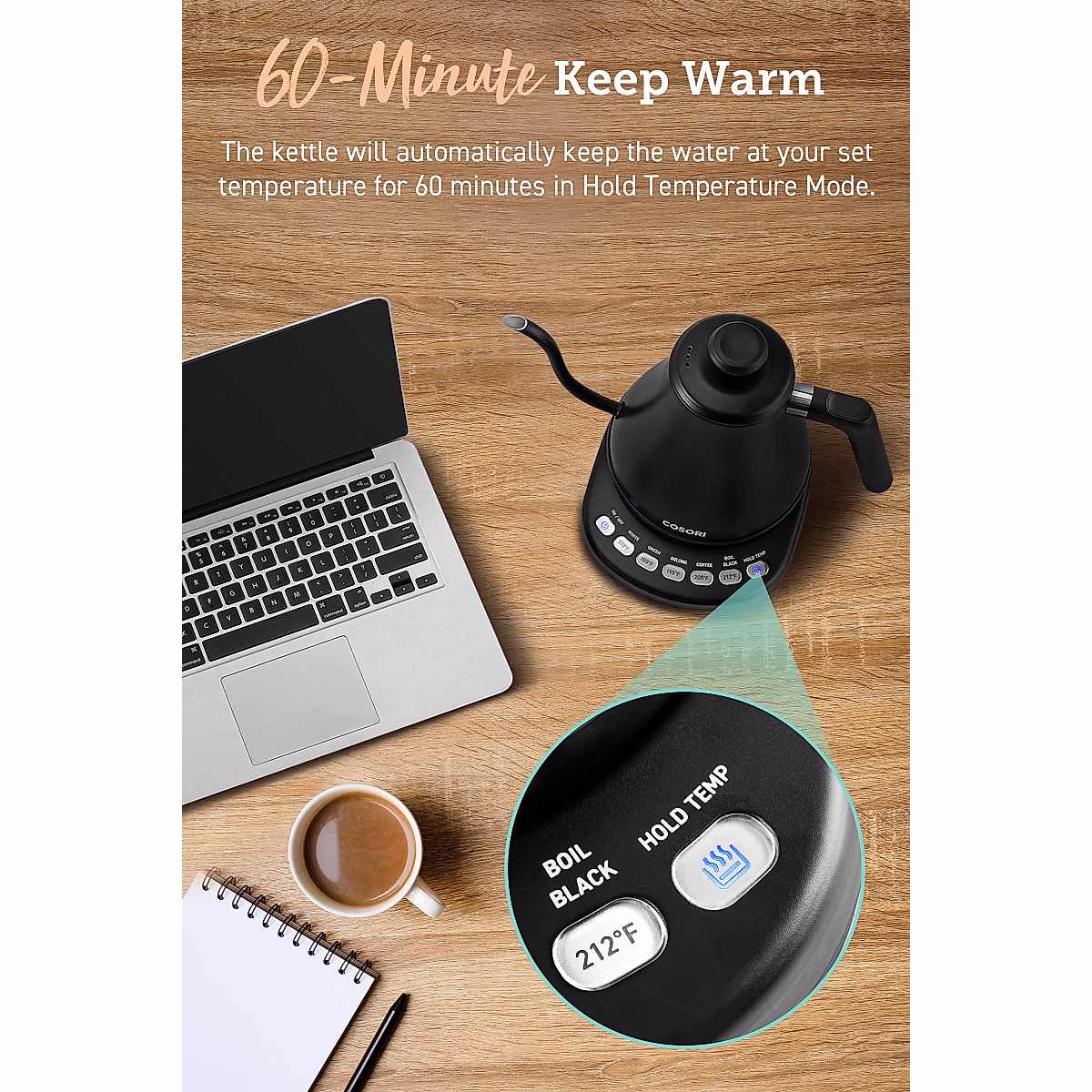 KitchenAid KMT4115SX 4-Slice Toaster, Metallic & Cosori Electric Gooseneck Kettle with 5 Variable Presets, Pour Over Kettle and Coffee Kettle, 0.8l, Matte Black