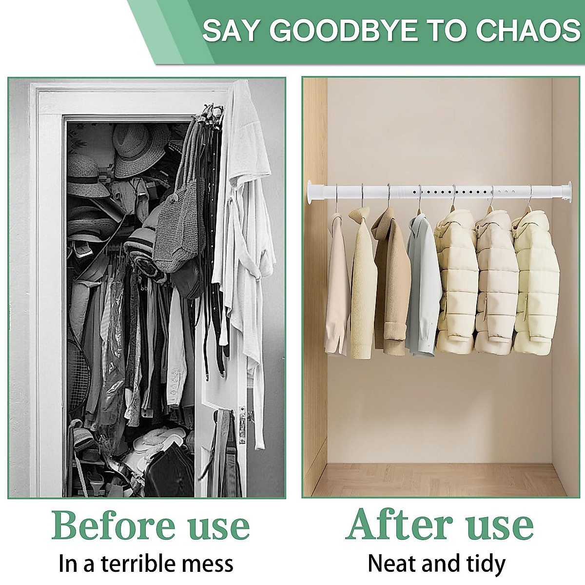 Closet Rod, 17 to 51 Inch 1.3 Inch Diameter Heavy Duty Adjustable Closet Rods for Hanging Clothes Heavy Duty Closet Hanging Rod Matte White Closet Poles for Wardrobes