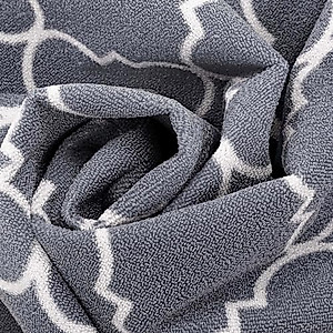 Well Woven Kings Court Brooklyn Trellis Grey - Non-Slip Rubber Backed Moroccan 2x7 Runner Rug - Hallway, Entryway & Kitchen - Kid & Pet Friendly, Easy-to-Clean, Machine-Washable, Low Looped Pile