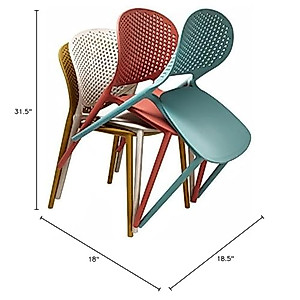 2xhome Set of 4 Modern Pool Patio Chairs, Stackable Dining Side Chairs for Indoor Outdoor Kitchen Living Room Restaurant, Black