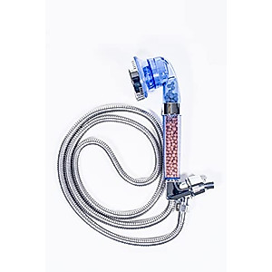 Shower with Power Shower Head with Handheld Shower Head Filter for Hard Water. High Pressure Showerhead with 3 Spray Modes. Includes Bracket and 6 ft hose.