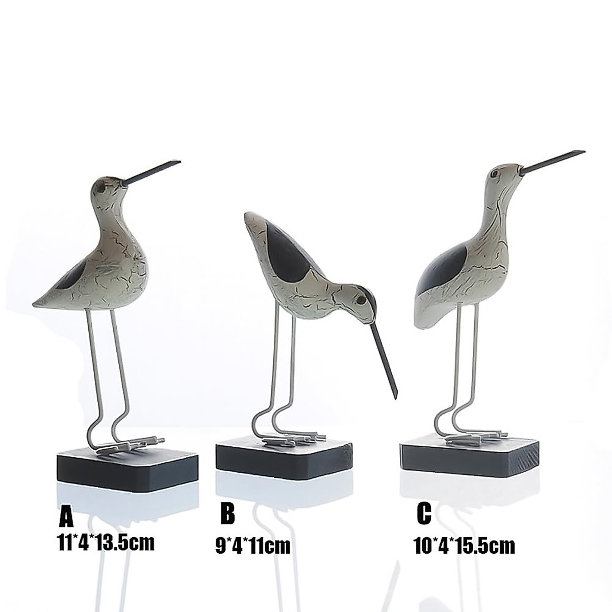 3 Pcs Wooden Seagull Figurine Nautical Decorations Ornaments Mediterranean Style Coastal Beach Garden Room Decoration for Bedroom (Mixed)