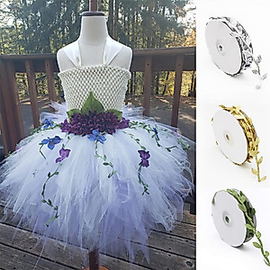 Elane 3 Rolls 10 Yards Decorative Ribbon,Gold Ribbon for Gift Wrapping Ribbon Green Ribbon for Gift Wrapping,Green Leaf Ribbon