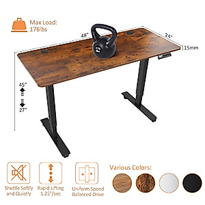 KORGOL Electric Standing Desk 48 x 24 Inches Adjustable Height Sit Stand Up Desk for Home Office Computer Desk Memory Preset with Headphone Hook, Wheels and Black Frame/Walnut Top