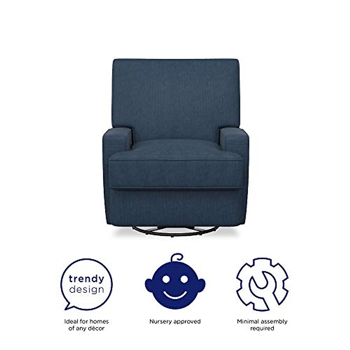 Baby Relax Rylan Swivel Glider Chair, Coil Seating, Dark Blue Recliner