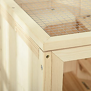 PawHut 3-Tier Wooden Hamster Cage Mice and Rat Cage Small Animals Hutch with Openable Top, Front Door, Storage Shelf