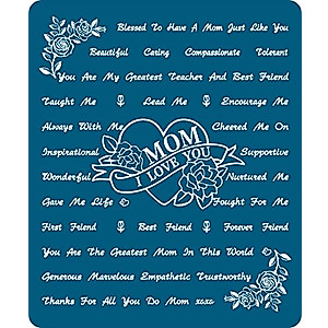 DOKEYWELL Birthday Gifts for Mom Unique Mom Gifts from Son Daughters for Mothers Day Valentines Day Christmas - I Love You Mom Sherpa Hugs Blanket 50"x60" (Seablue)