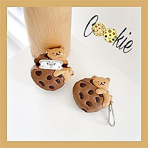 Yatchen for AirPod Pro Case,Cute 3D Cartoon Cookie Bear AirPods Pro Cover Kawaii Soft Silicone Protective Cover with Keychain Shockproof Charging Case Compatiable with AirPods Pro for Girls Women