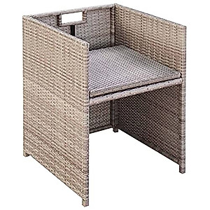 TCSGURK Outdoor Dining Set, Garden Patio PE Rattan Set w/Cushions, Furniture with Glass Table and Chairs (Color : Beige, Size : 48.4" x 23.6" x 29.1")