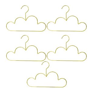 jojofuny 5Pcs Cloud Hangers for Kids Clothes, Gold Cloud Shape Kids Hangers Metal Non Slip Children Clothes Coat Sweater Hangers