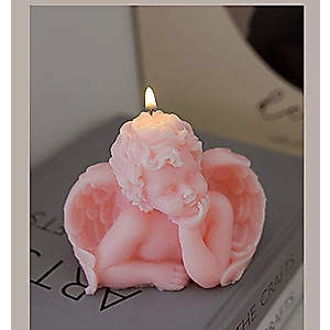 Angel Shaped Scented Candle,150G Aroma Soy Wax Decorative Candle,Handmade Aesthetic Candle for Table Photo Prop Birthday Gift,Prefect for Meditation Stress Relief Mood Boosting Bath Yoga Pink