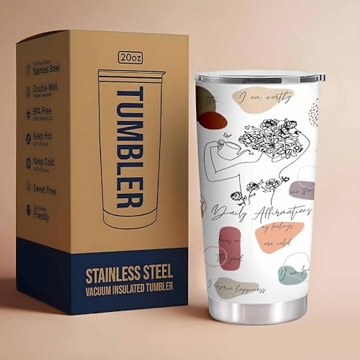 WIPI Inspirational Tumbler for Women, Mom Daily Affirmations Cup, Affirmation Gifts for Women Wife Family and Loved Ones, Positive Affirmation Gifts, Mom Daily Affirmations Cup Tumbler 20 Oz