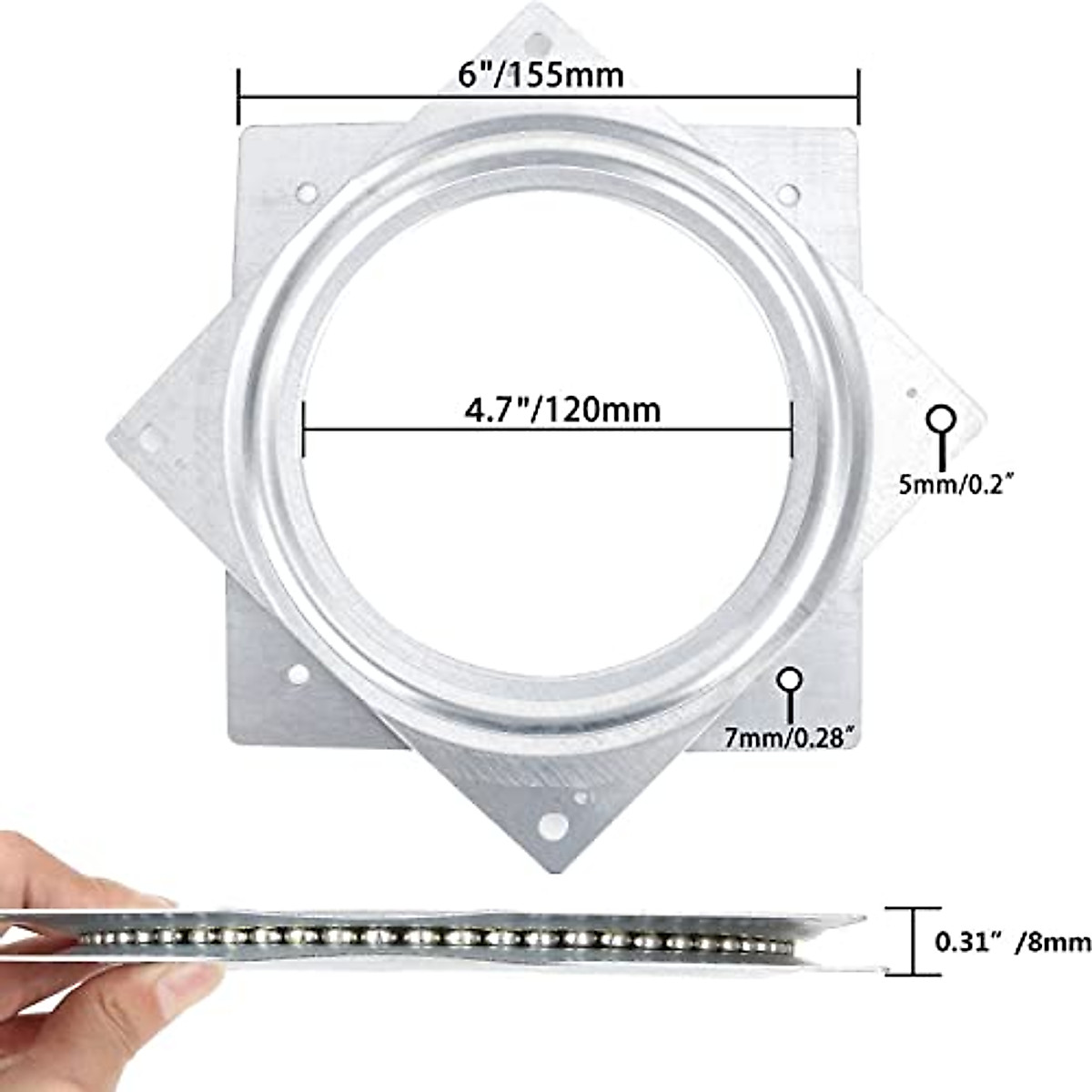 6 Inch Lazy Susan Turntable Bearings,8Pack Square Rotating Plate,500lbs Capacity 5/16”Thick Swivel Plate for DIY Lazy Susan Project Serving Trays, Kitchen Storage Racks, Craft Table