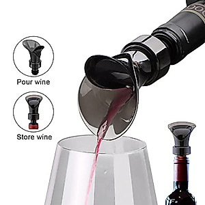 2 in 1 Wine Aerator Pourer, 4 Inch Flower Petal Type Silicone Wine Pourer, Easy to Use Wine Dispenser, Wine Stopper for Home Bar Tool, Wine Accessories, Black