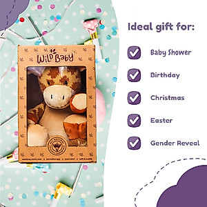 WILD BABY Lion Stuffed Animals, Warmie for Kids, 12 Inch, Microwavable, Heatable Clay Beads, Squishmallow Plush Pal with Dried Lavender Aromatherapy, Soft & Cuddly, Kids Gifts Box Ready