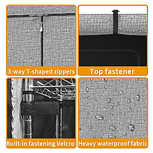 HMOCK Wire Shelf Cover,600D Heavy Duty Waterproof Dustproof Shelf Covers for Wire Shelving Cover,Outdoor Wire Rack Cover with Zipper for Metal Wire Shelf (Grey,37" L x 18" W x 72" H)