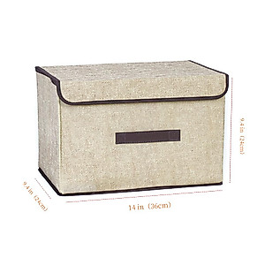 lonmercaite Pack of 4, foldable storage box, non-woven fabric, flip storage box, with handles, clothing, toys, home wardrobe storage and organizing box (9x9x14inch) (off white 4pcs)