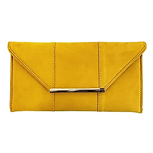 JNB Faux Microsuede Envelope Clutch (MUSTARD) Medium