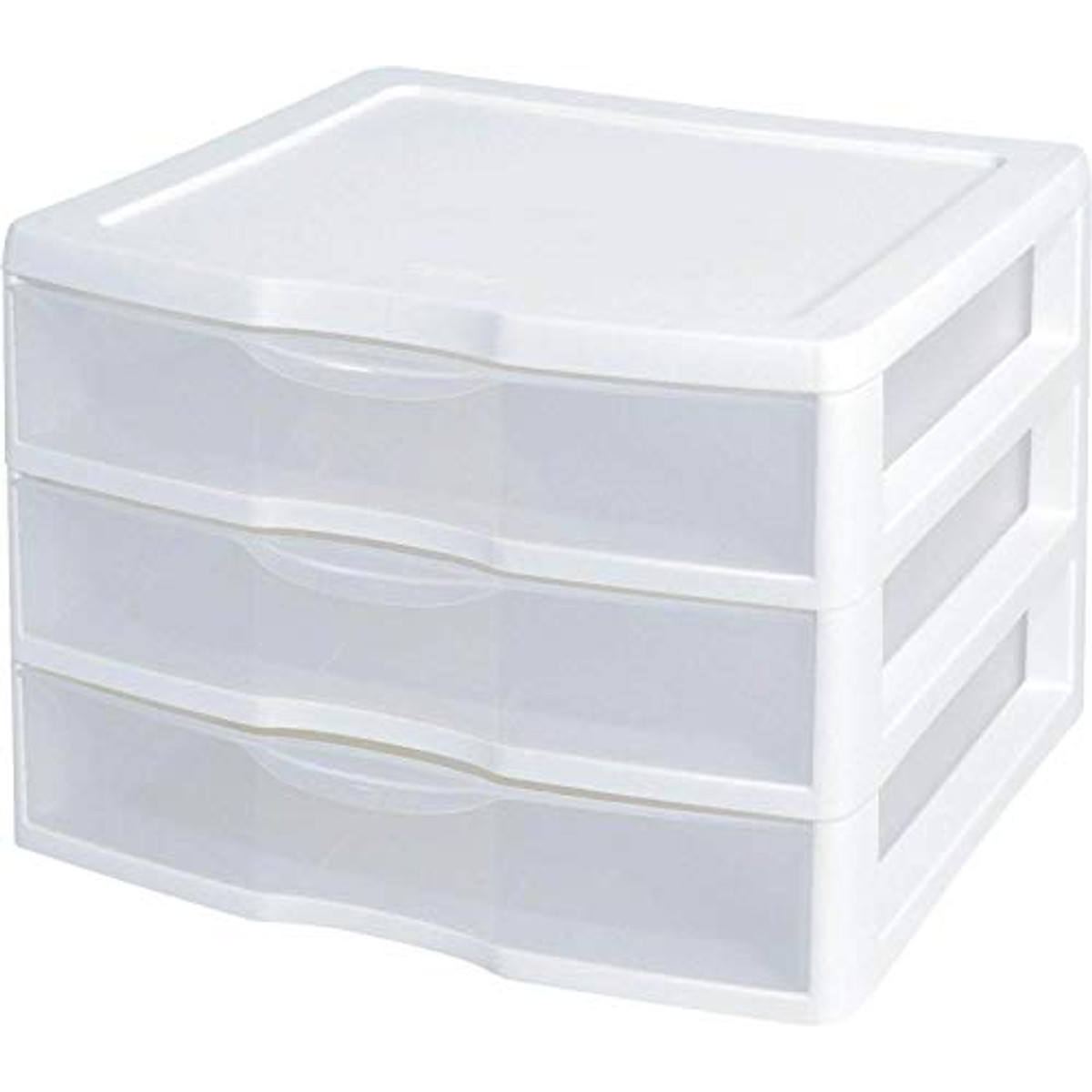 New Sterilite White & Clear Countertop 3-Drawer Desktop Storage Unit (4 Pack)