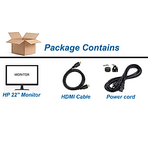 HP EliteDisplay E222 Full HD 22 Inch LED Monitor, 1080p at 60Hz, VGA, HDMI, Display Port, USB 2.0, 178 Degree Viewing Angle, 7ms Response Time, 250 Cd/m Brightness (Renewed), Black & Silver