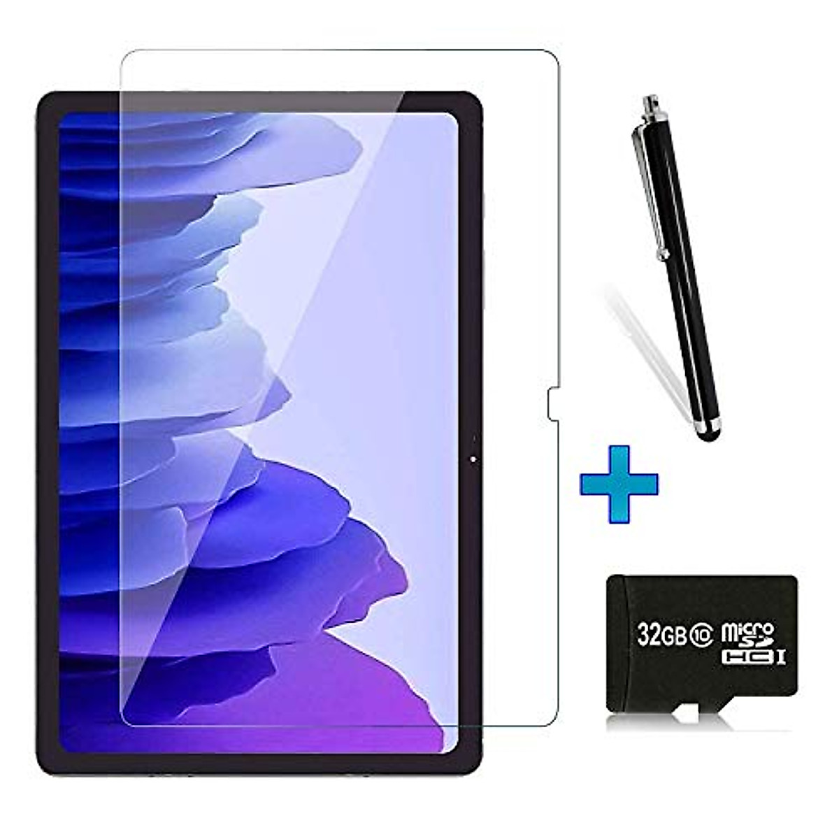 SAMSUNG 2020 Galaxy Tab A7 10.4” Inch 32 GB Wi-Fi Android 10 Touchscreen International Tablet Bundle – MDTec PU Leather Case, Screen Protector, Stylus and 32GB microSD Card [Gray]