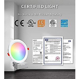 Smart LED Recessed Lighting 6 Inch, IC Rated & ETL Certified Recessed Ceiling Light, RGB & Cool & Warm White Dimmable Color Changing Downlight Work with Alexa/Google, Sync to Music, 1200Lumen,6 Pack