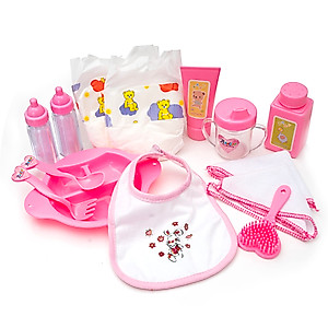 HappyVk- Baby Doll Diaper Bag with Doll Changing Pad and Doll Accessories Set - Handbag for Girls - Unicorn Embroidery