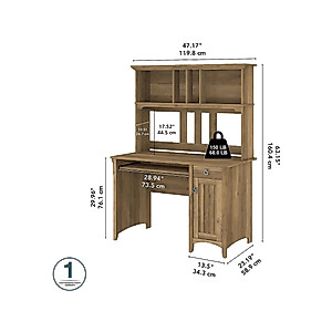 Bush Furniture Salinas Computer Desk with Hutch | Study Table with Drawers, Cabinets & Pullout Keyboard/Laptop Tray | Modern Home Office Desk in Reclaimed Pine | Work Desk with Storage