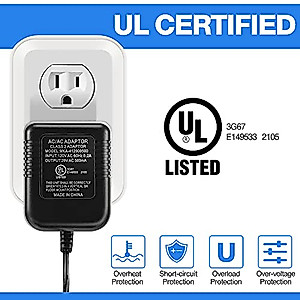 16-24Volt Transformer, C Wire Power Adapter Compatible with Eufy Video Doorbell, UL Certified 20VAC 500mA Transformer with 16.4 ft Cable Supply Power with Security Chime
