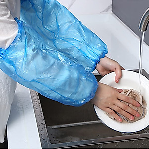 ZMDREAM Pack of 100 Disposable Plastic Sleeves Covers Arm Protectors Blue 16"