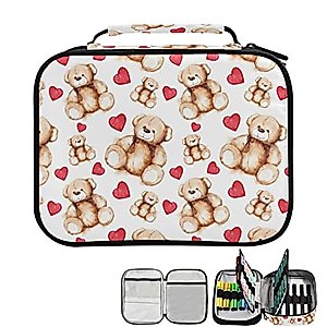 ZZKKO Colored Pencil Case Cartoon Lovely Teddy Bear 96 Slots Pencil Holder with Zipper Large Capacity Pencil Case Organizer for Watercolor Pens Markers Kids Children