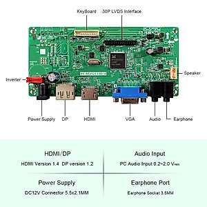 FanyiTek 10.4 inch 800x600 4:3 TFT LCD Screen and HDMI DP VGA LVDs Controller Board, for Vide Gaming Display