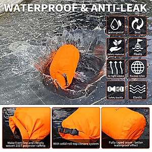 R2Depot Waterproof Dry Bag, 5L/10L/20L/40L/70L Dry Storage Bag for Kayaking, Gym, Hiking, Swimming (Orange, 20L)