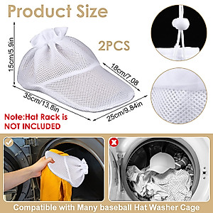 Giantree 2 Pcs Baseball Hat Washer Cage for Washing Machine, Hat Cleaner for Baseball Caps with Drawstring Hat Washer Mesh Bags Hat Rack Protector Organizer for Adult Kids Flat and Curved Hats