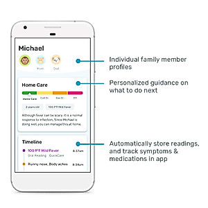 Kinsa Smart,Fever, Digital Medical Baby, Kid and Adult Termometro - Accurate, Fast, FDA Cleared Thermometer for Oral, Armpit or Rectal Temperature Reading - QuickCare