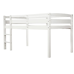 Bellemve Low Loft Bed Twin Size Wooden Loft Bed Frame with Ladder for Kids Girls Boys Teens, White