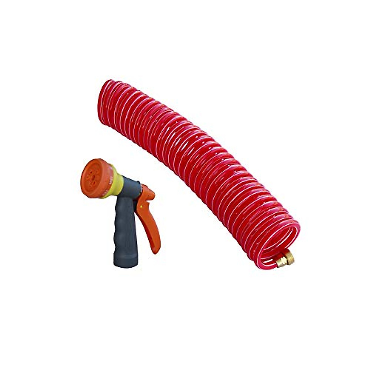 TABOR TOOLS Coil Garden Hose, 25 Feet Retractable Recoil Watering Hose with 8-Pattern Spray Nozzle, Corrosion Resistant 3/4 Inch Solid Brass Connectors, Lightweight and Durable. WK25A. (25 Feet)