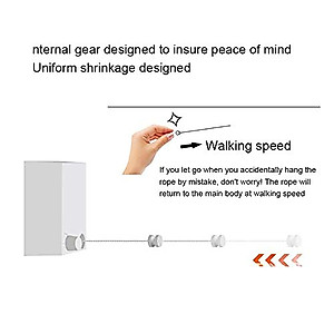 Retractable, Telescopic Adjustable Wall Mounted Drying Rope for Indoor Outdoor, Max Load 44lb(White) (Color : Black)