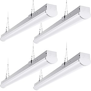 40W LED Linear Strip Light, 4FT LED Linear Shop Light, 3 Color Options 3500K/4000K/5000K, 0-10V Dimmable Surface Mount LED Ceiling Light, 5200 Lumens,DLC&ETL Listed 4 Pack